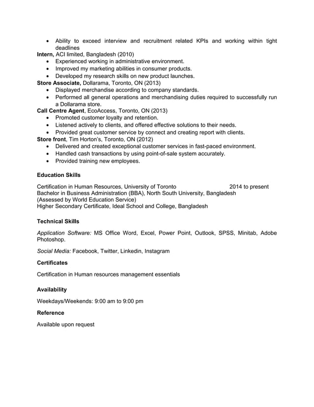 Resume(wahida karim) | PDF