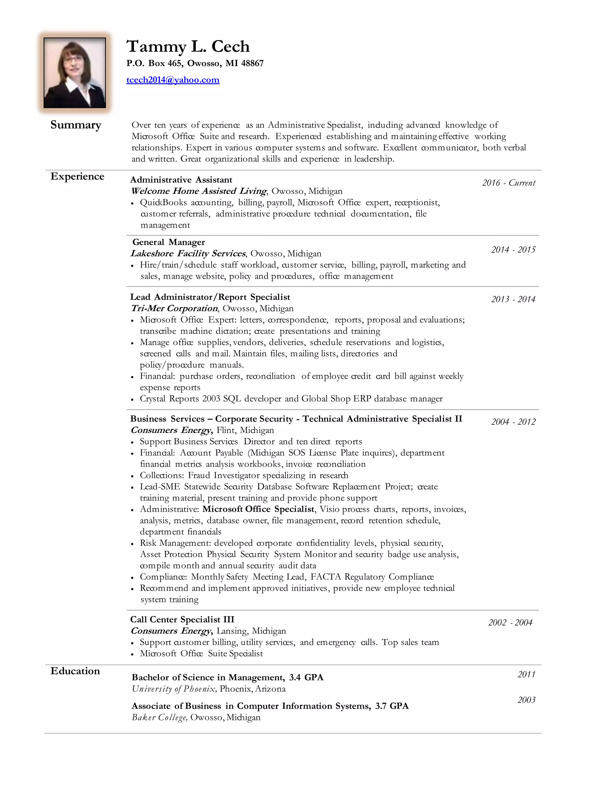 Resume whal tammy cech_feb 2016 | DOCX