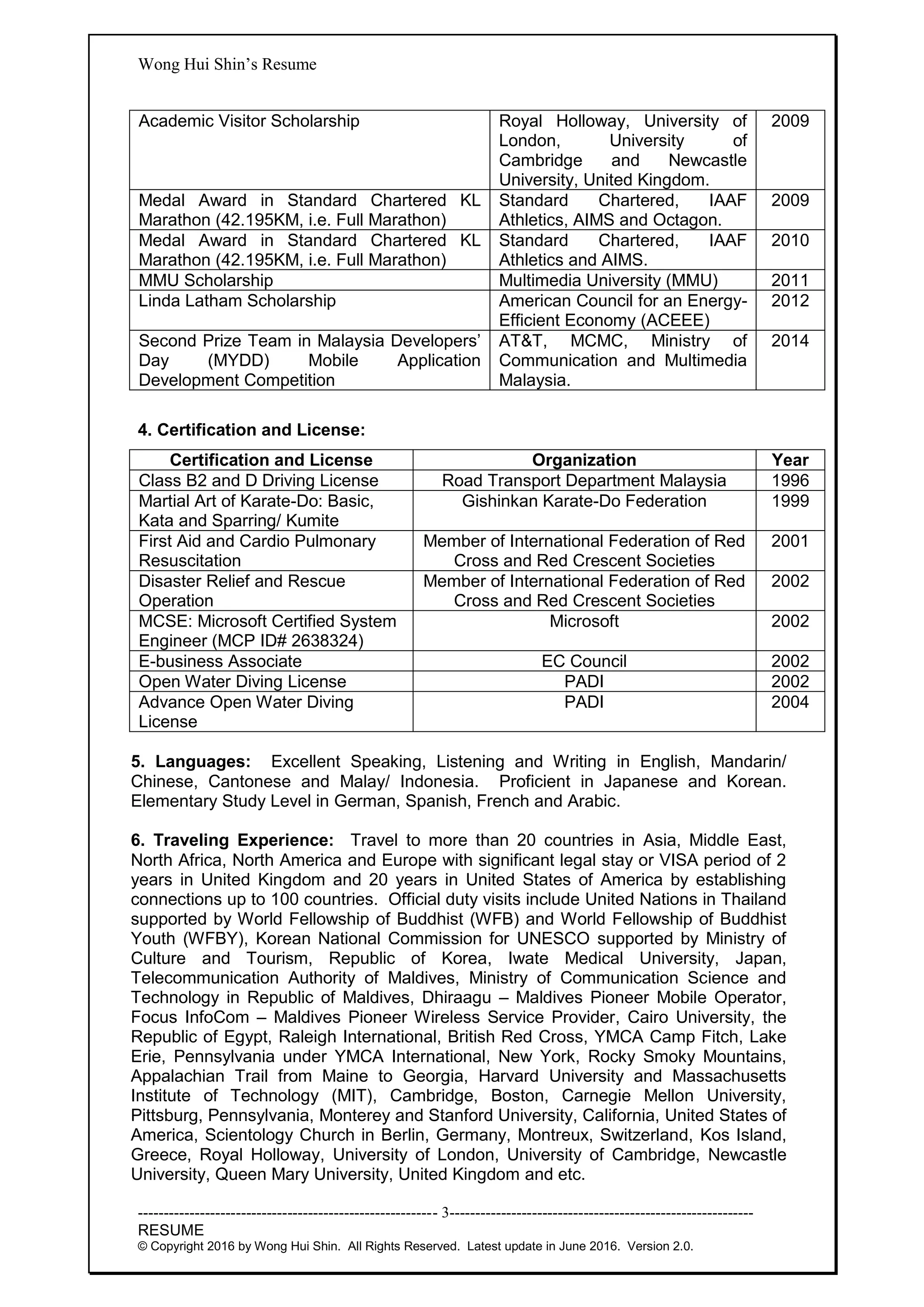 Resume wonghuishin career_2016-new-v2 | PDF