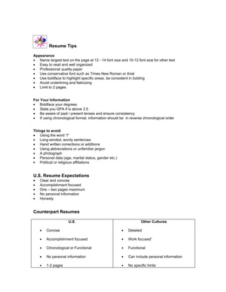 Resume Worksheet | DOC