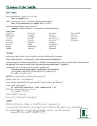 Resume Workshop Handout Packet | PDF