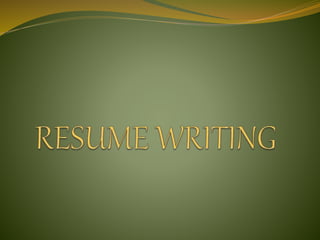 Resume writing | PPT