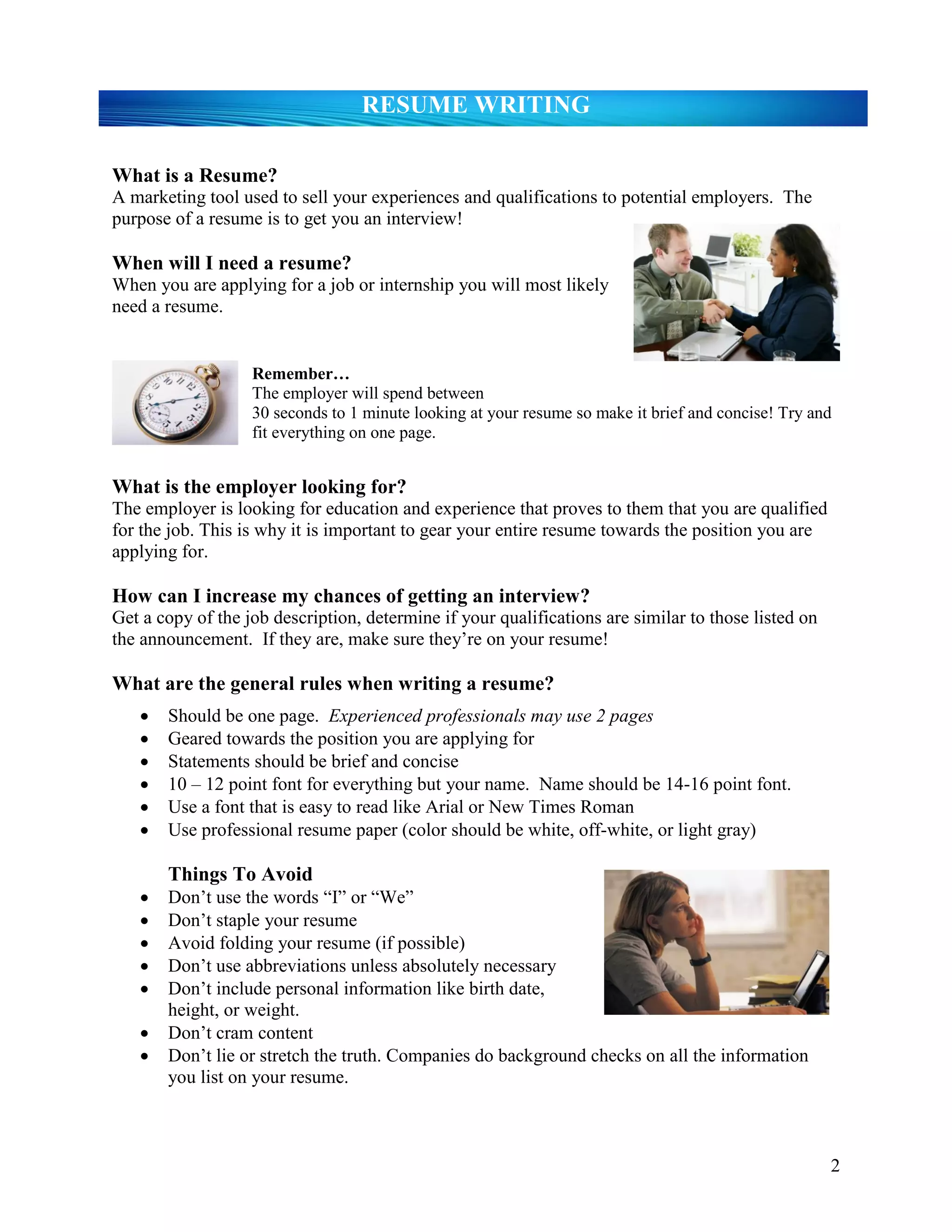 Resume Writing Guide | PDF