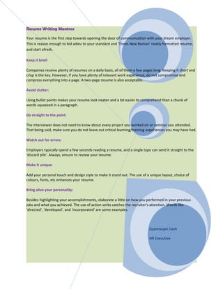 Resume Writing Mantras | DOC