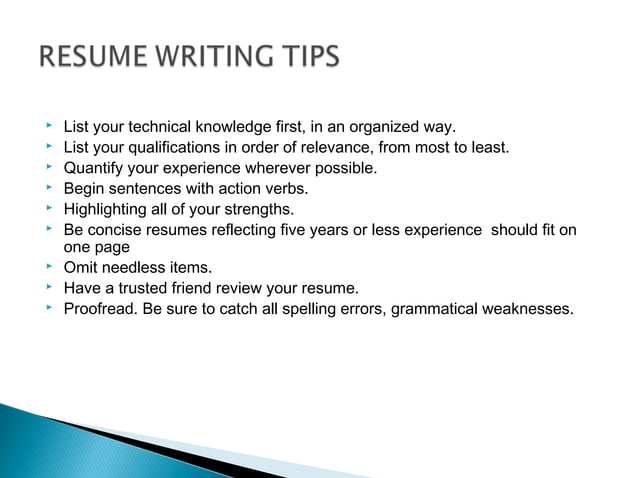 Resume writing ppt | PPT | Resume Writing and Advice | Job Search