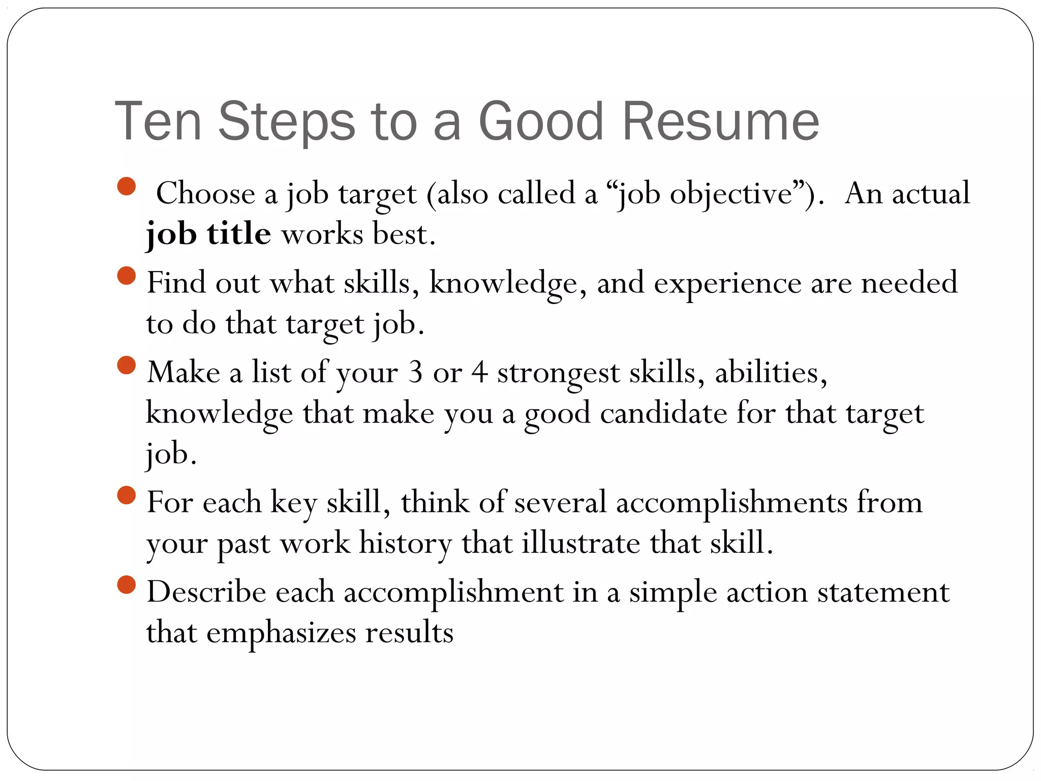Resume writing ppt presentation | PPT