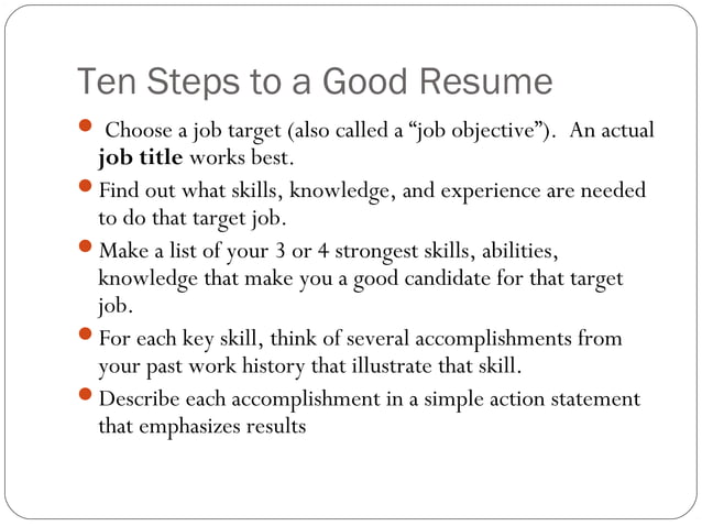 Resume writing ppt presentation | PPT