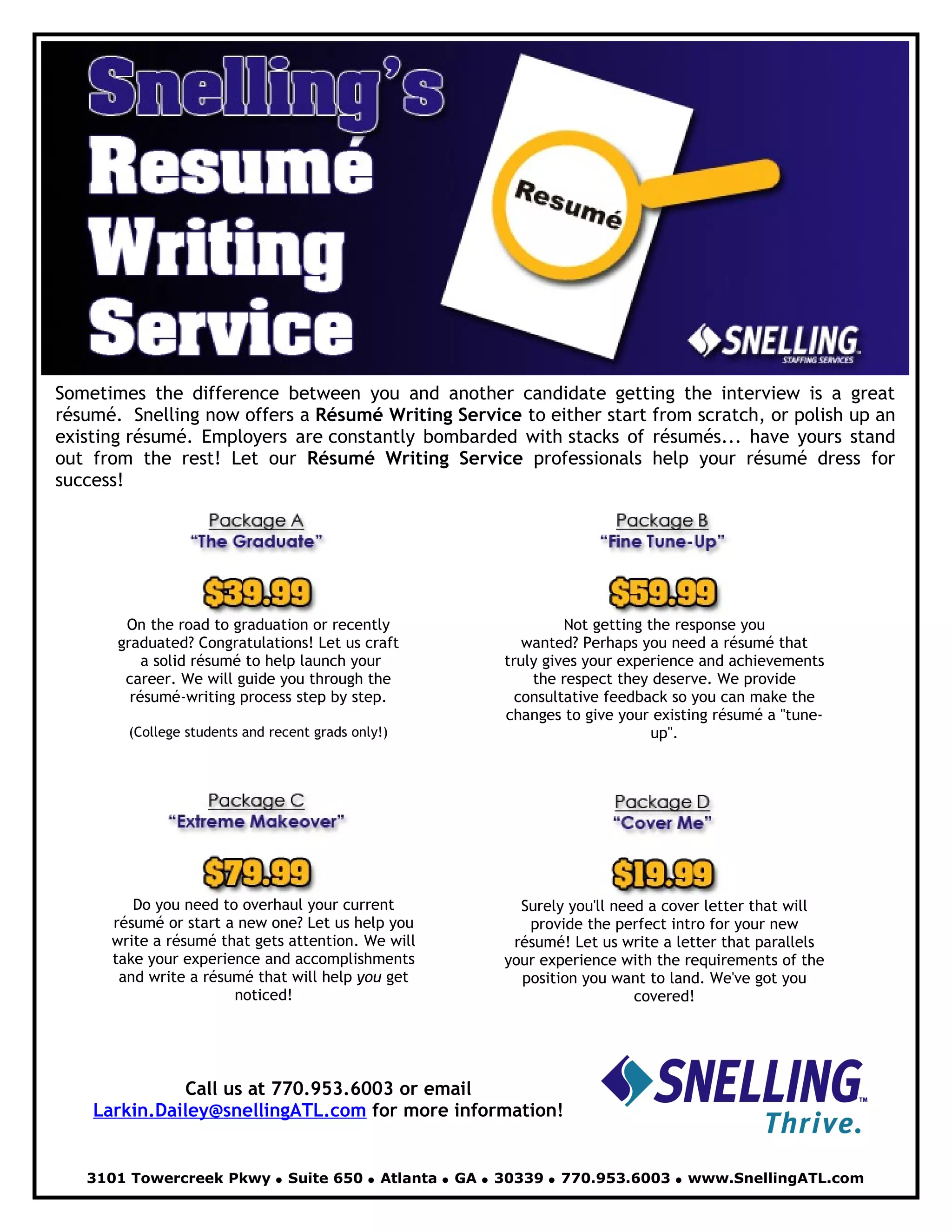 Resume Writing Services Flyer | DOC