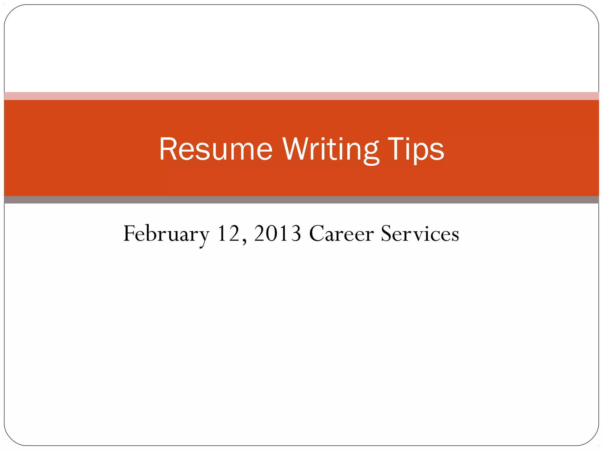 How to Write Your First Resume | PPT