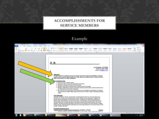 Resume writing workshop final-military | PDF