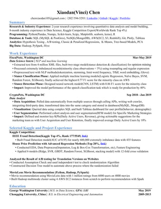 Resume xiaodan(vinci) | PDF