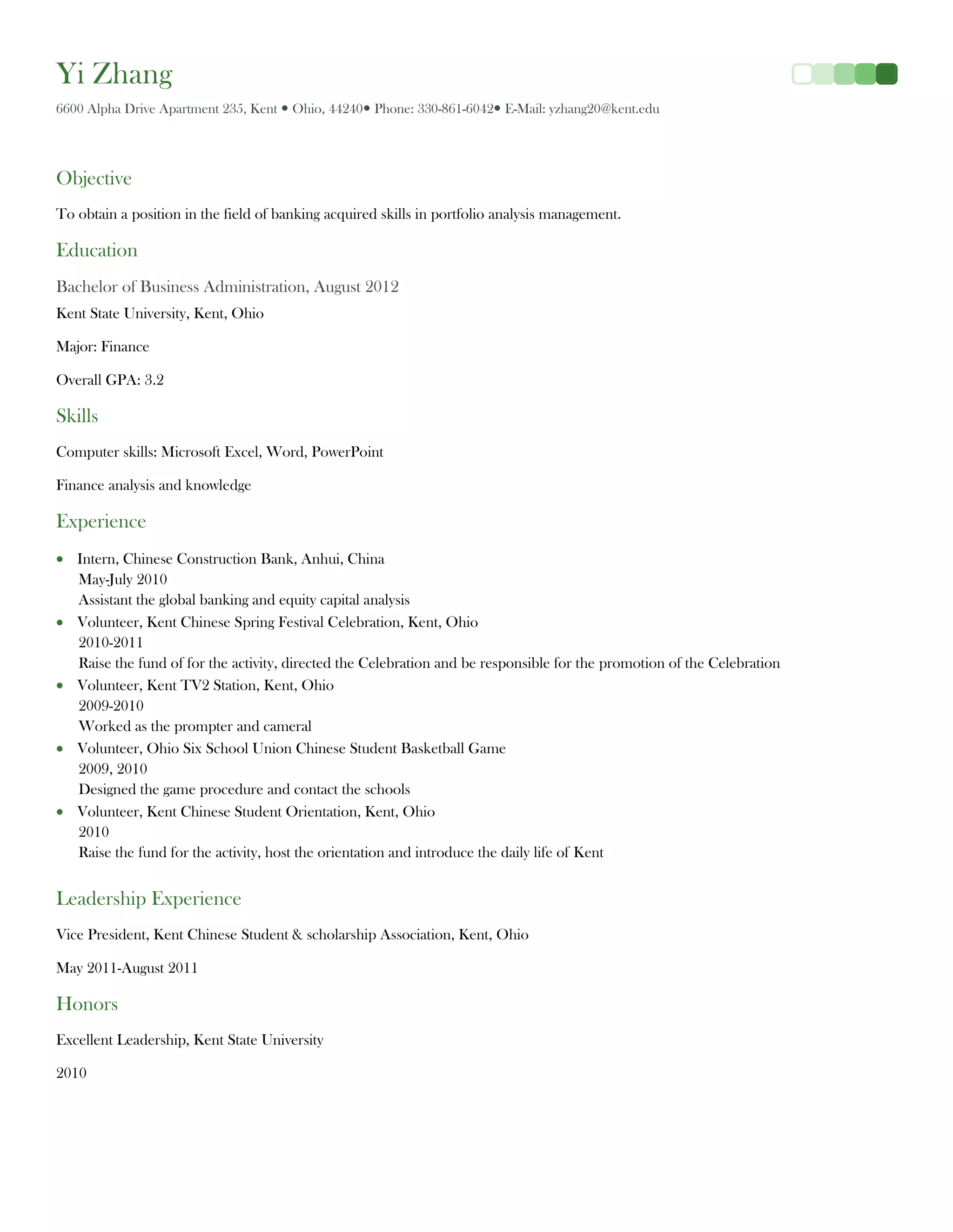 Resume yi zhang | PDF