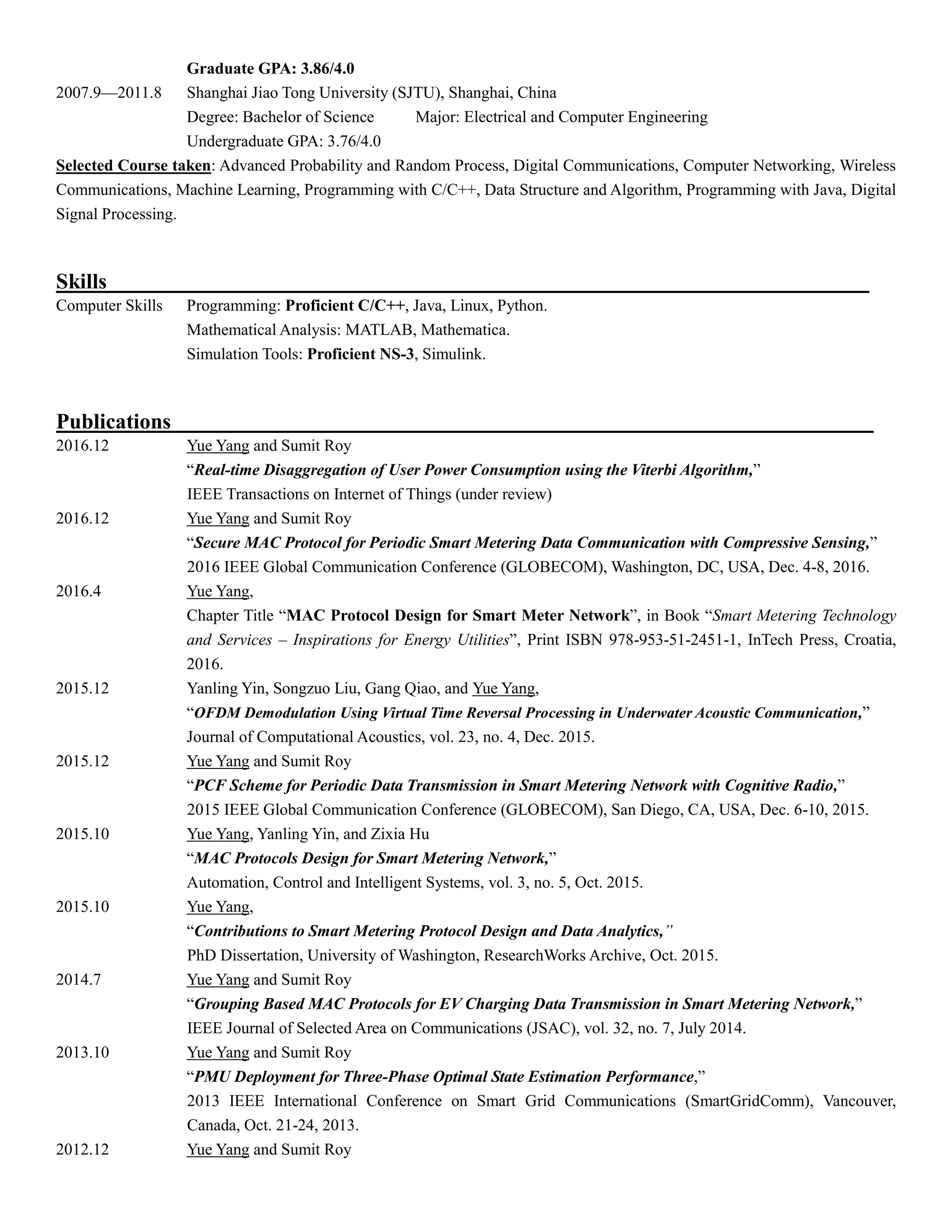 Resume yue yang | PDF