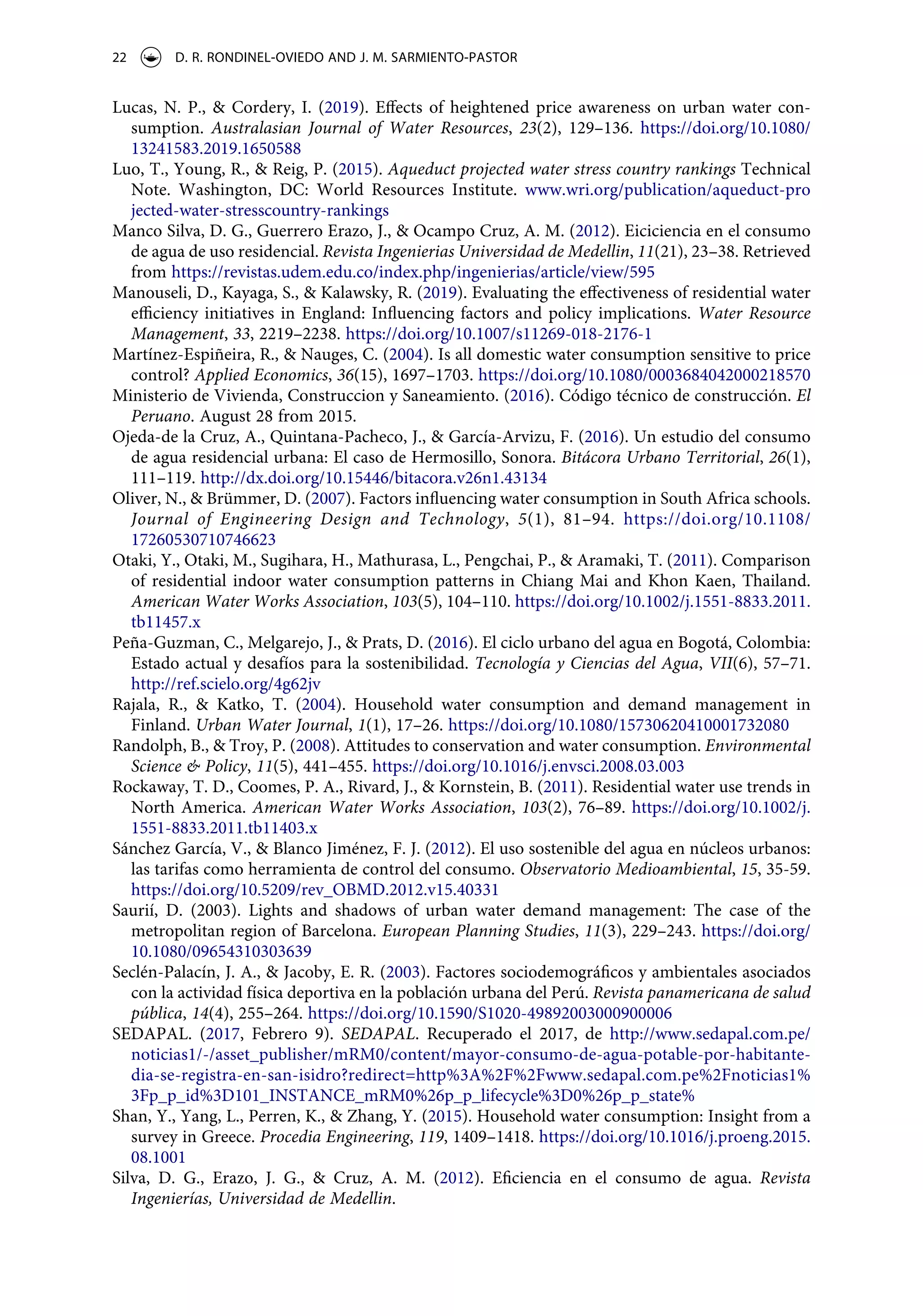 Water: consumption, usage patterns, and residential infrastructure. A comparative analysis of ...