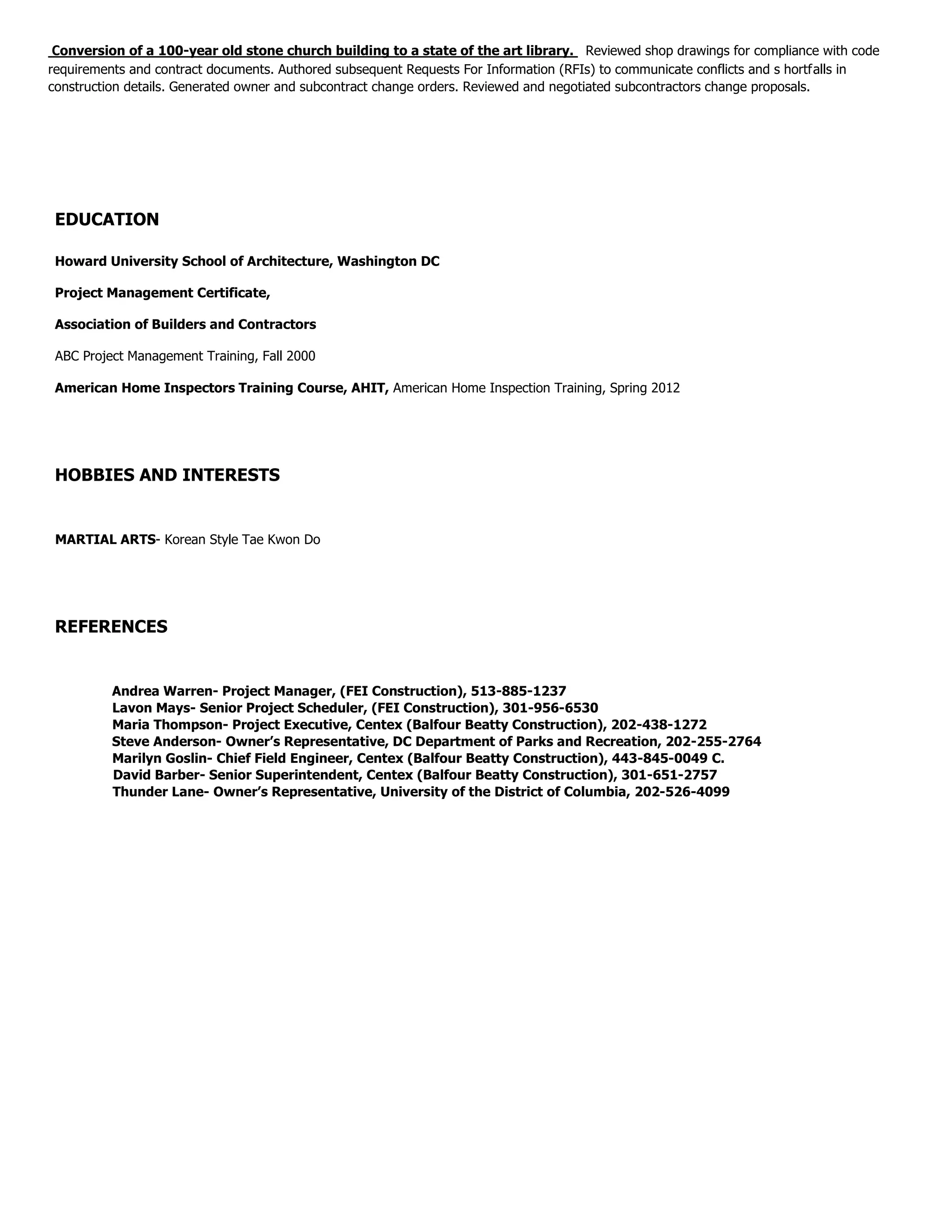 RESUME OF PROFESSIONAL EXPERIENCE | PDF