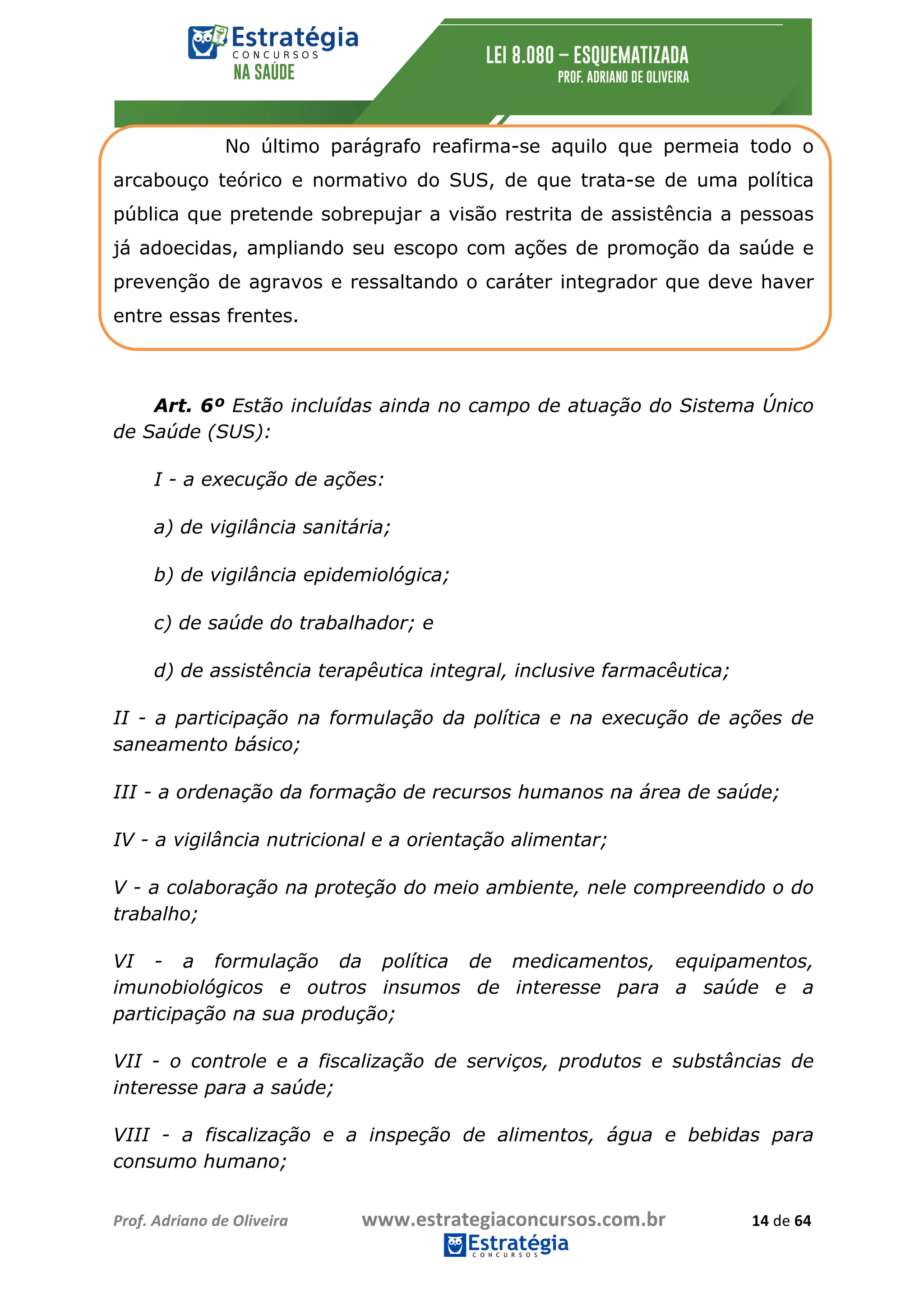 Resumo Lei 8080 para Concursos | PDF