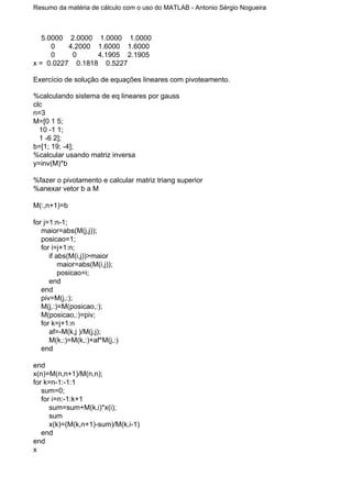Cálculo usando MatLab | PDF