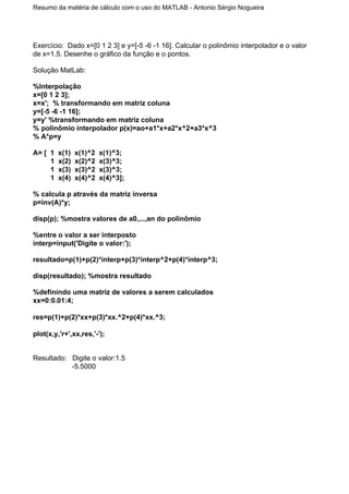 Cálculo usando MatLab | PDF