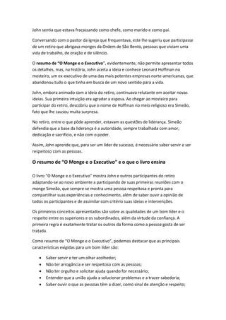 Resumo Livro - O Monge e o Executivo | PDF