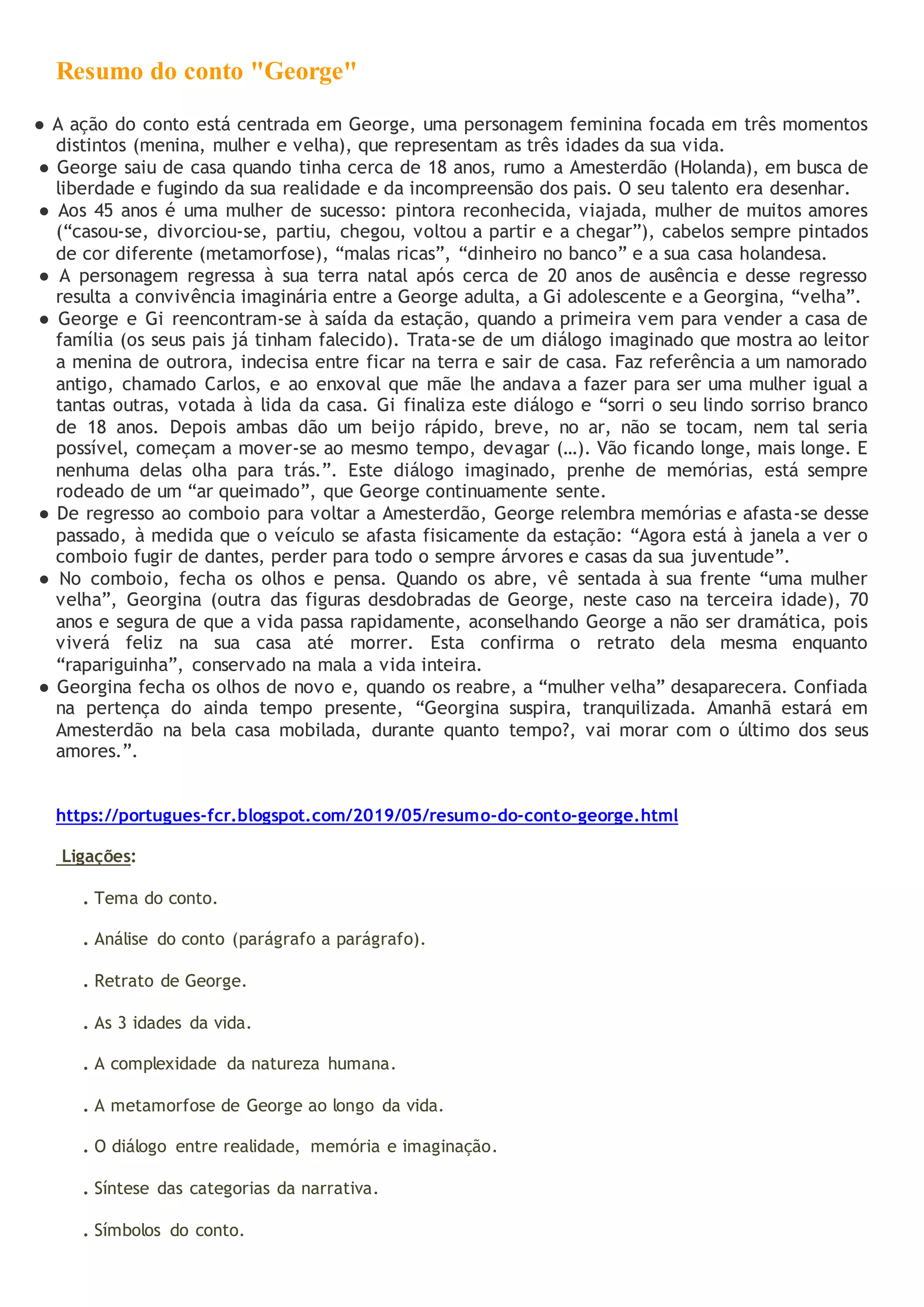 Resumo do conto george | DOCX