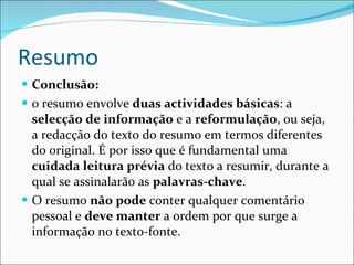Resumo e Síntese | PPT