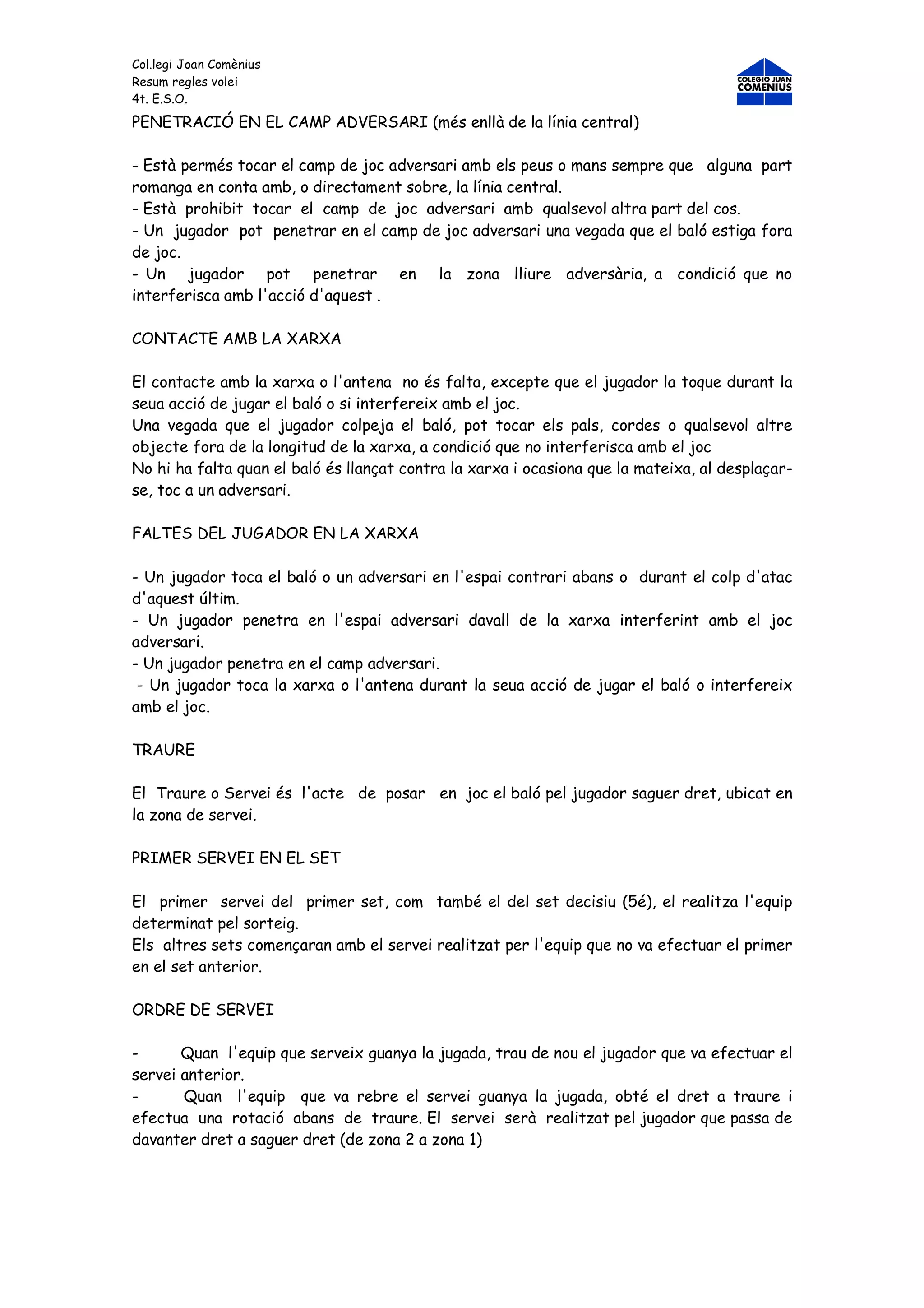 Resum reglament volei | PDF