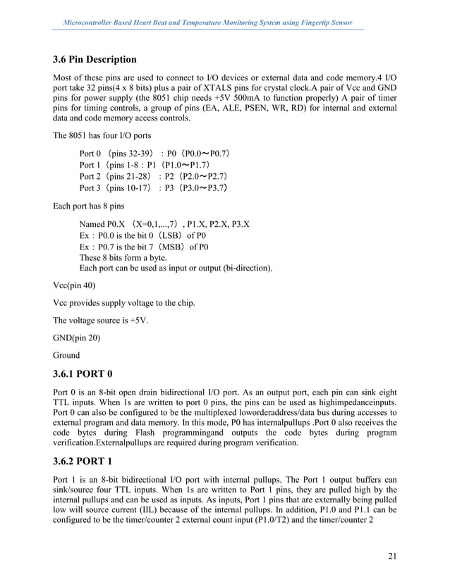 Microcontroller Based Heart Beat and Temperature Monitoring System using Fingertip Sensor | PDF