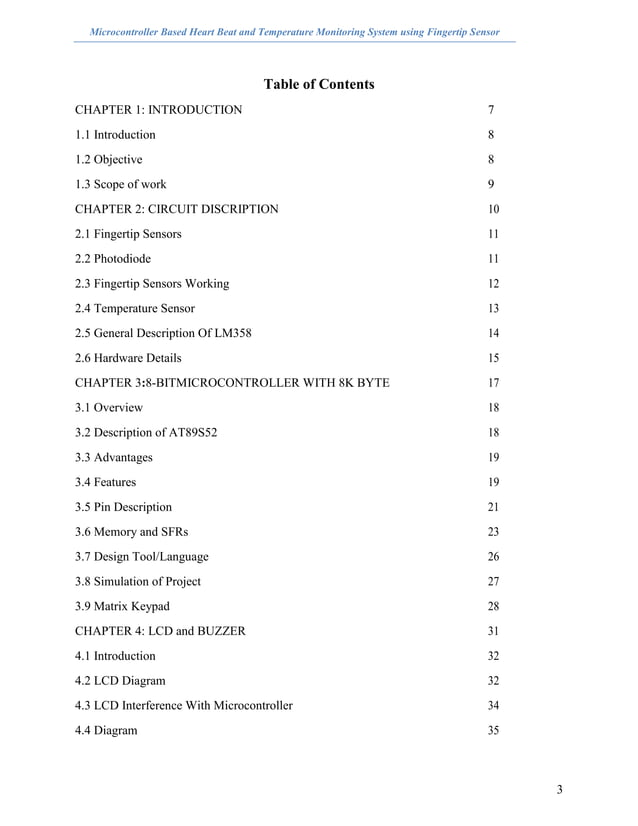 Microcontroller Based Heart Beat and Temperature Monitoring System using Fingertip Sensor | PDF