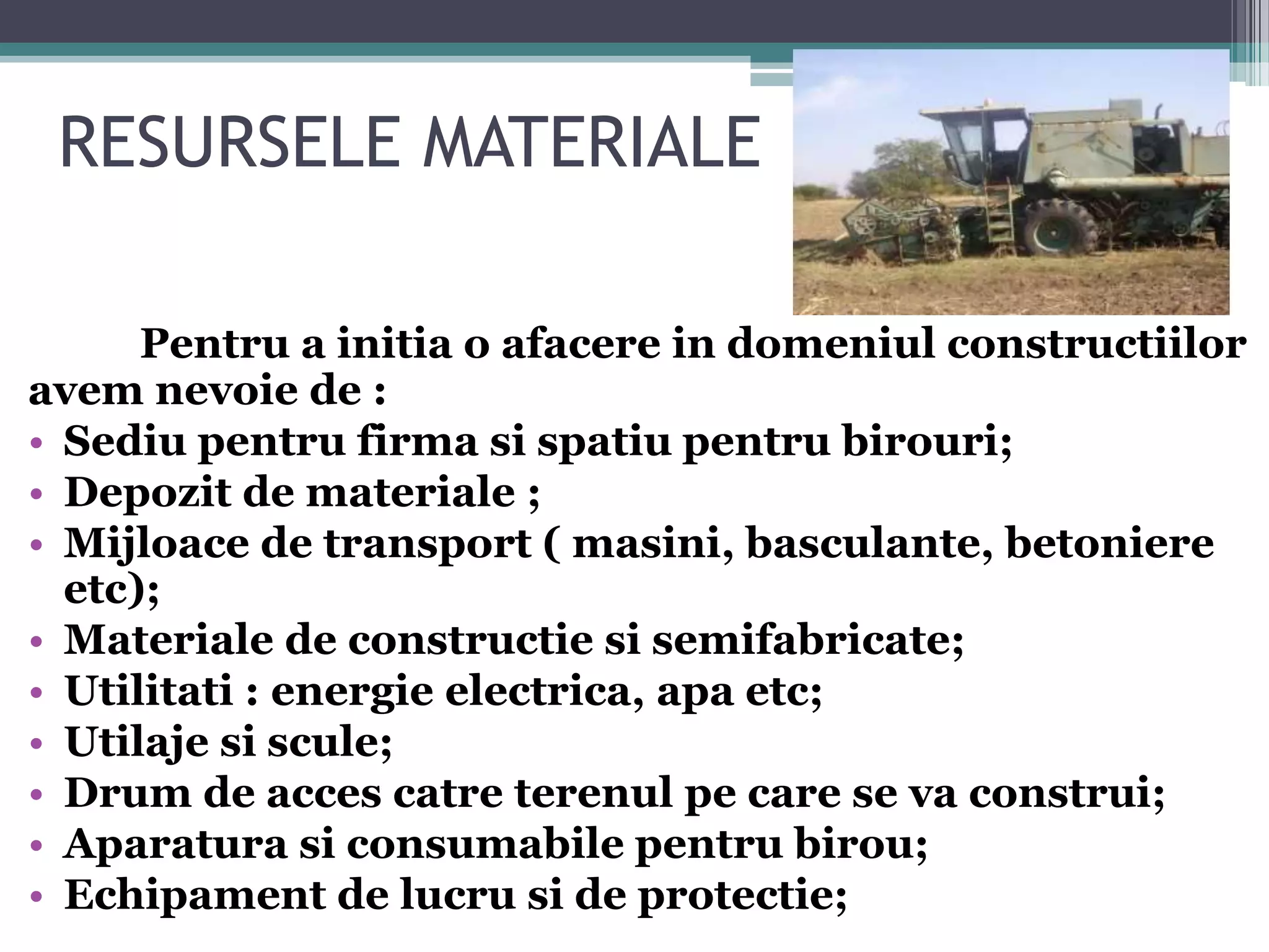Resurse necesare derularii unei afaceri | PPT