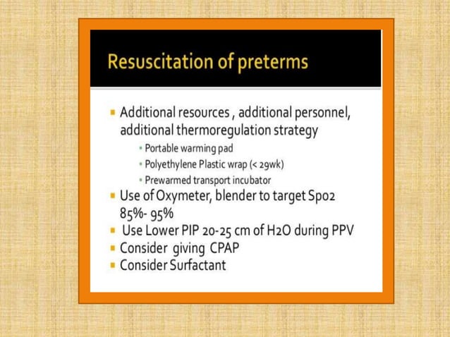 Resuscitation and stabilization of preterm baby in delivery room | PPT