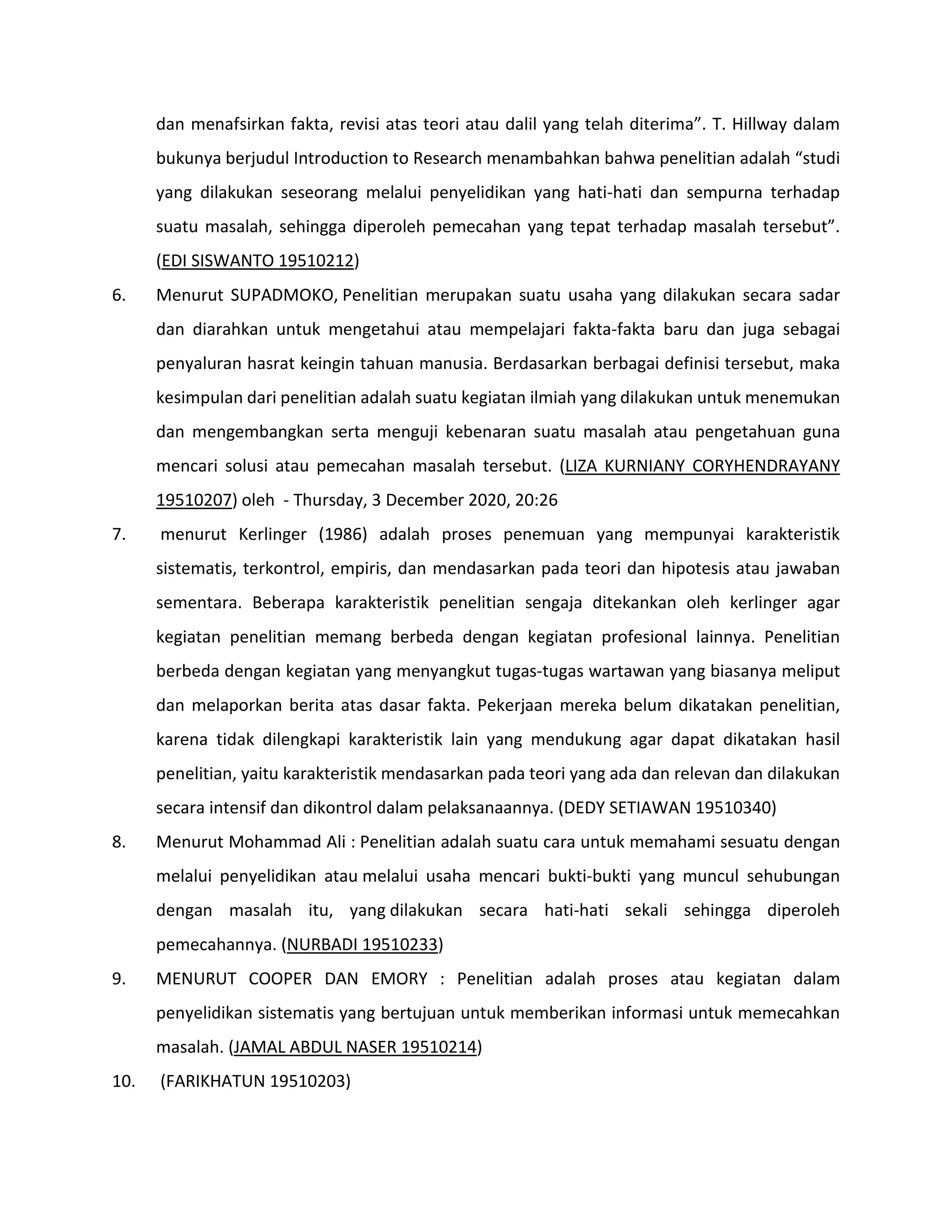 Resume hakikat penelitian menurut pendapat para ahli | PDF