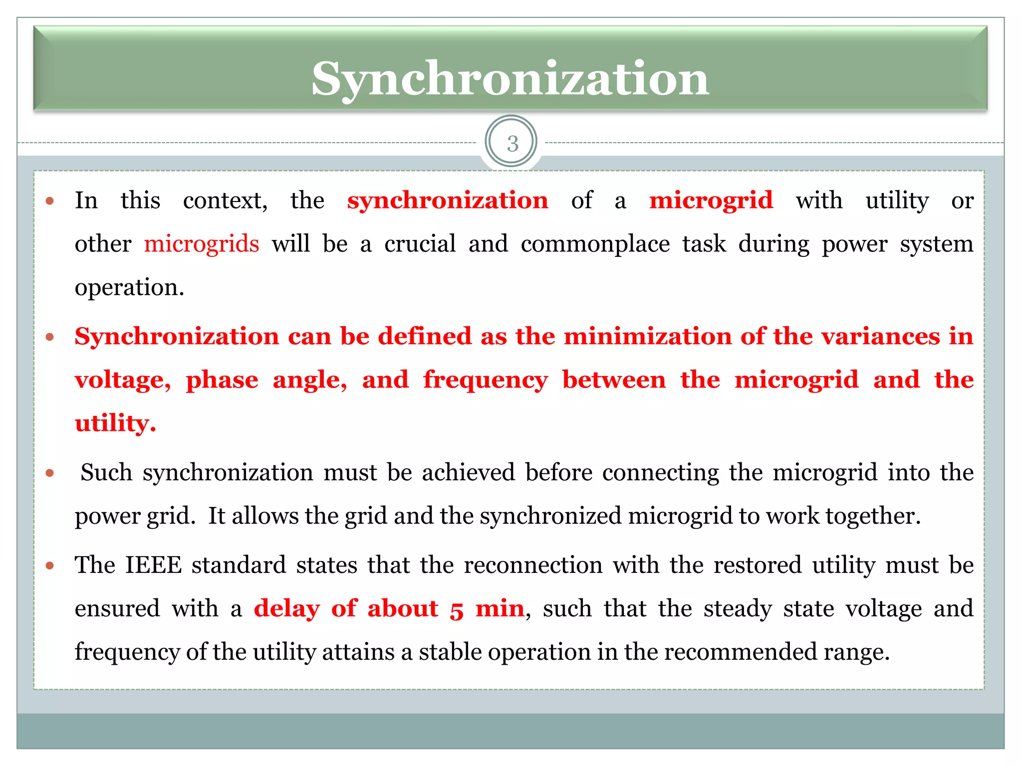 Resynchronisation Or Reconnection Or Transition Of Microgrid With The Utility Grid Class 20