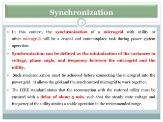 Resynchronisation or reconnection or transition of microgrid with the ...