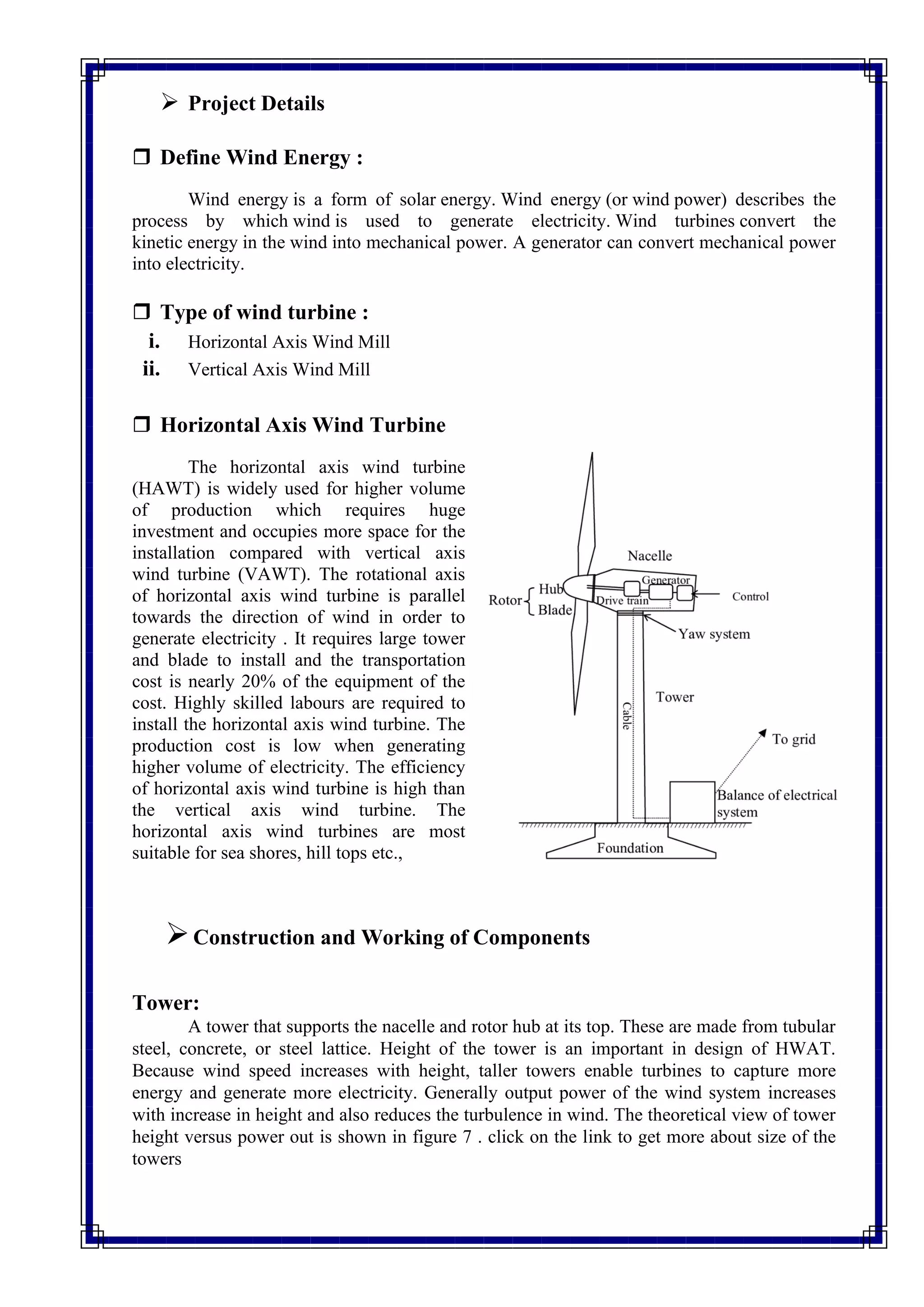 Horizontal Axis Wind Mill | PDF