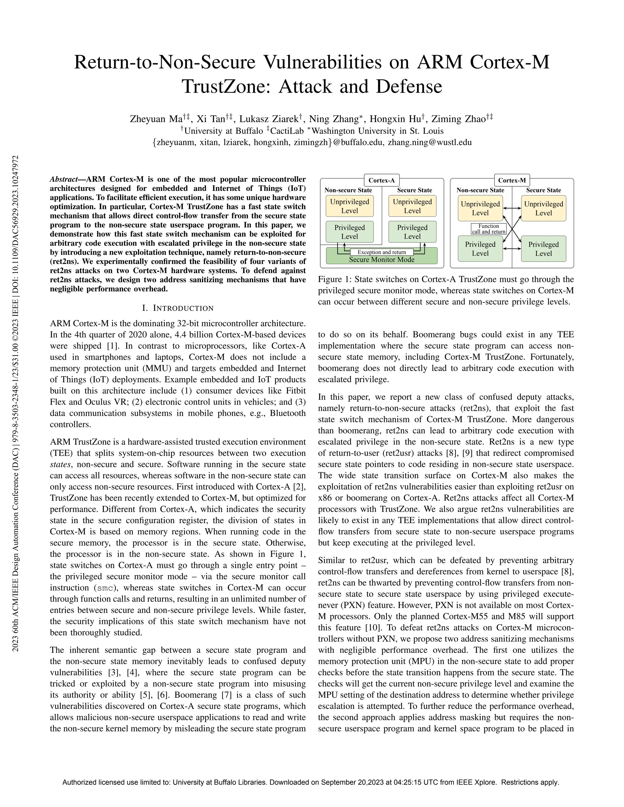 Return-to-Non-Secure Vulnerabilities on ARM Cortex-M TrustZone: Attack ...