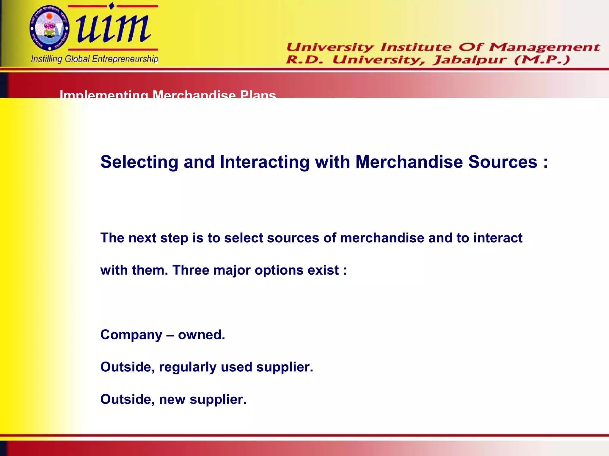 Retail management-implementing merchandise plans | PPT