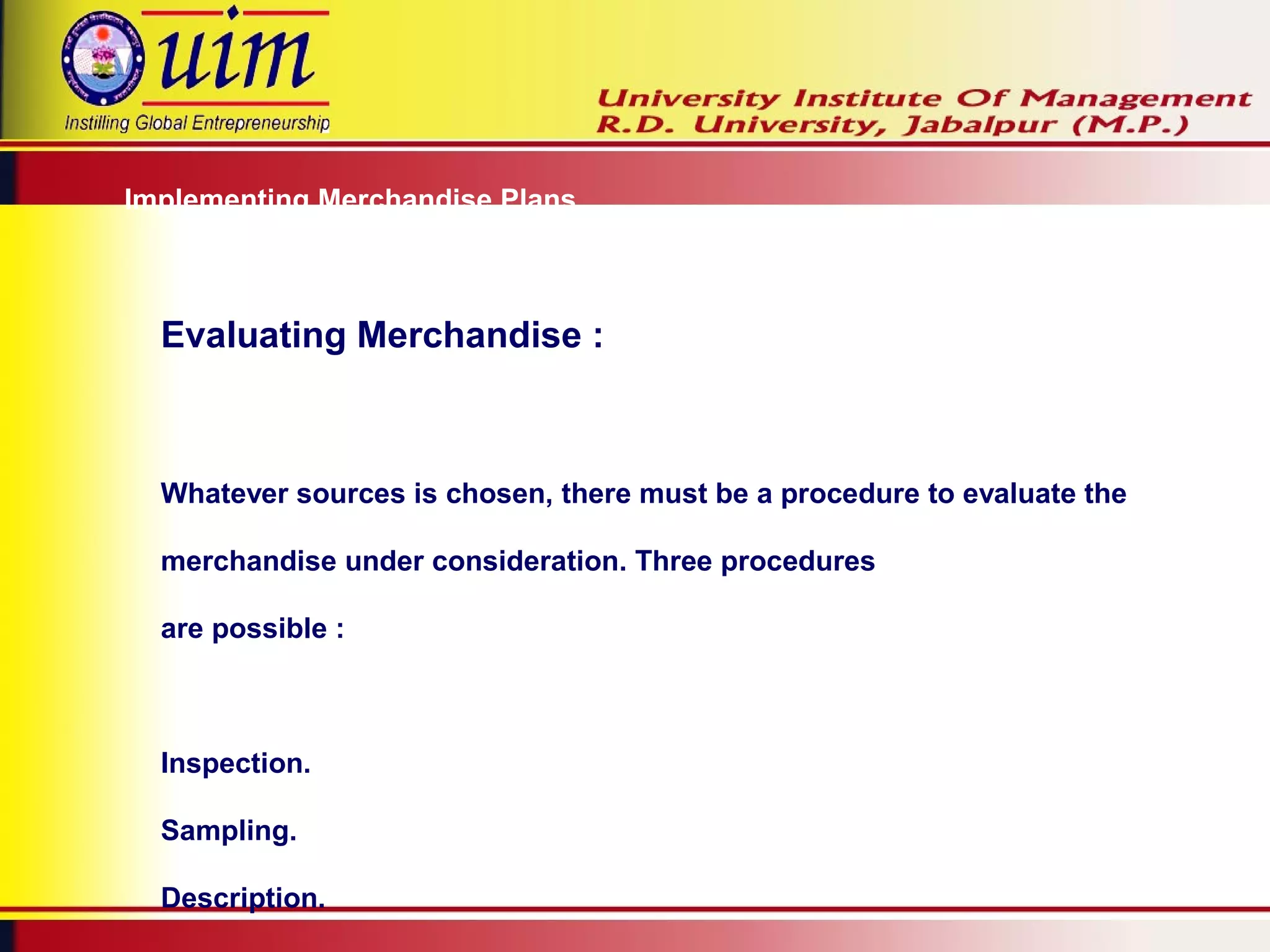 Retail management-implementing merchandise plans | PPT