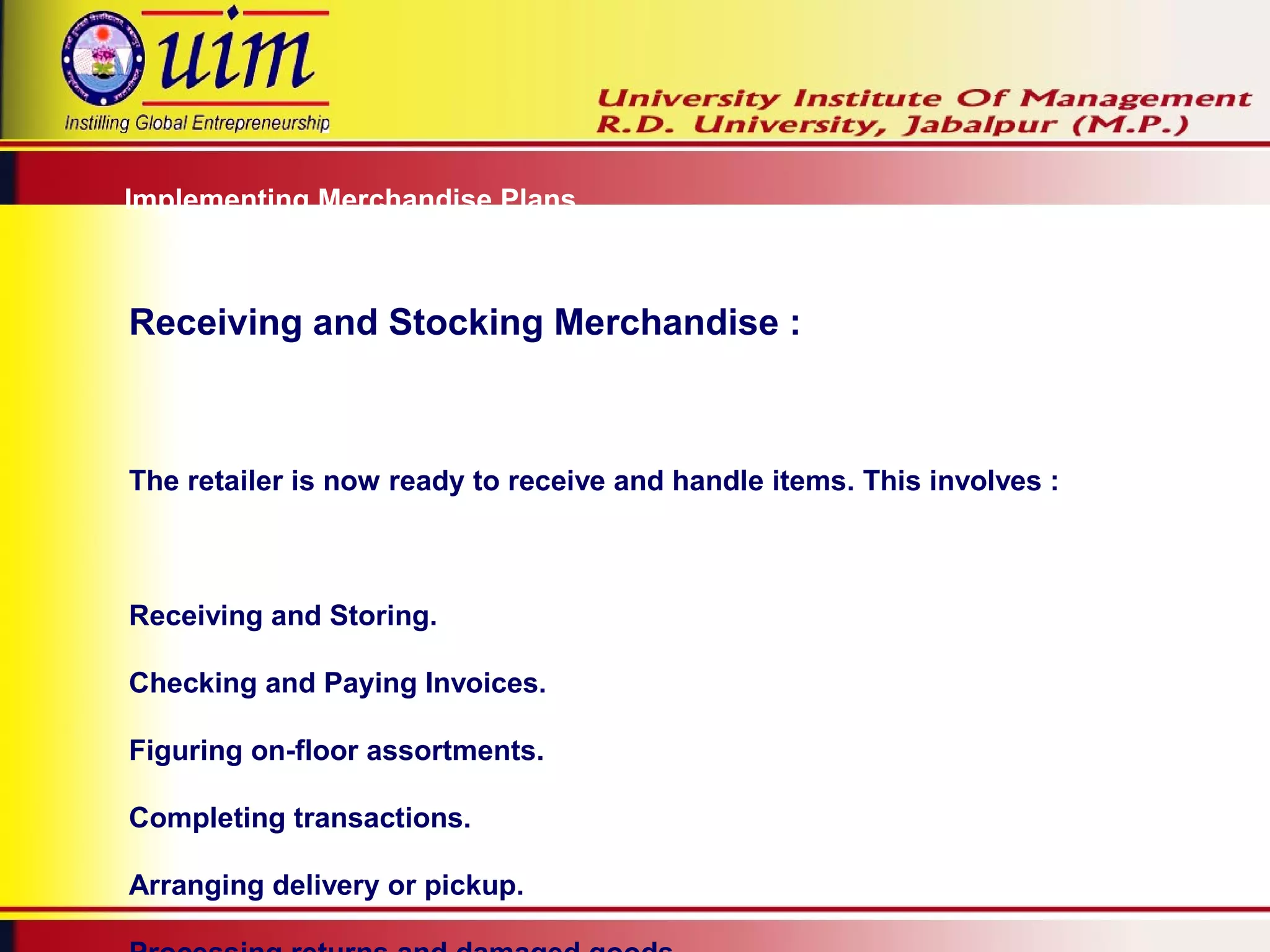 Retail management-implementing merchandise plans | PPT