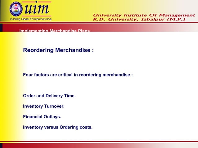 Retail management-implementing merchandise plans | PPT