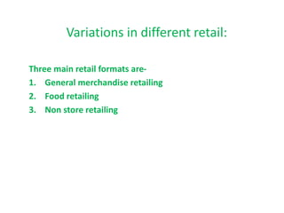 Different types of store retailing | PPTX