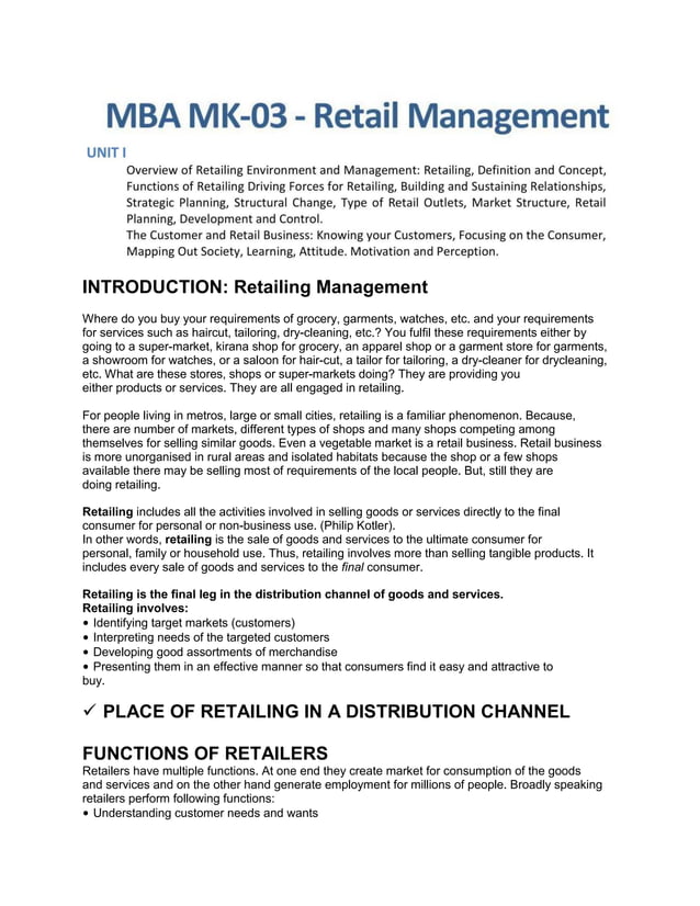 Retail Management | PDF