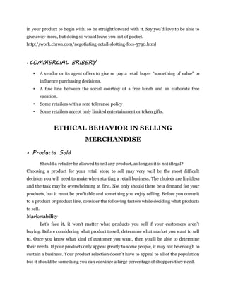 Ethical behaviour in buying and selling in retail | DOCX