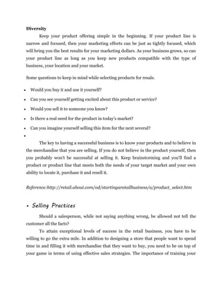 Ethical behaviour in buying and selling in retail | DOCX