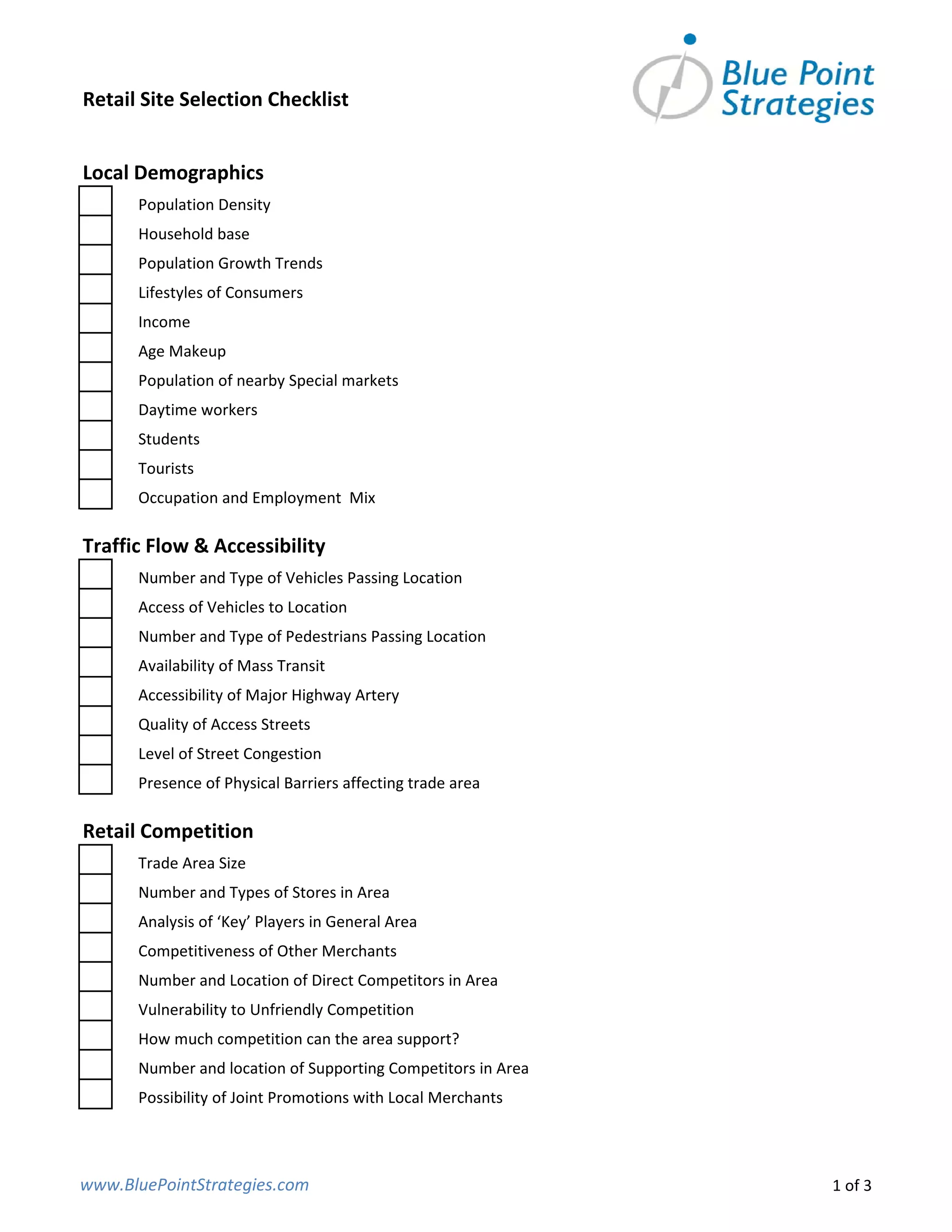 Retail site-selection-checklist | PDF