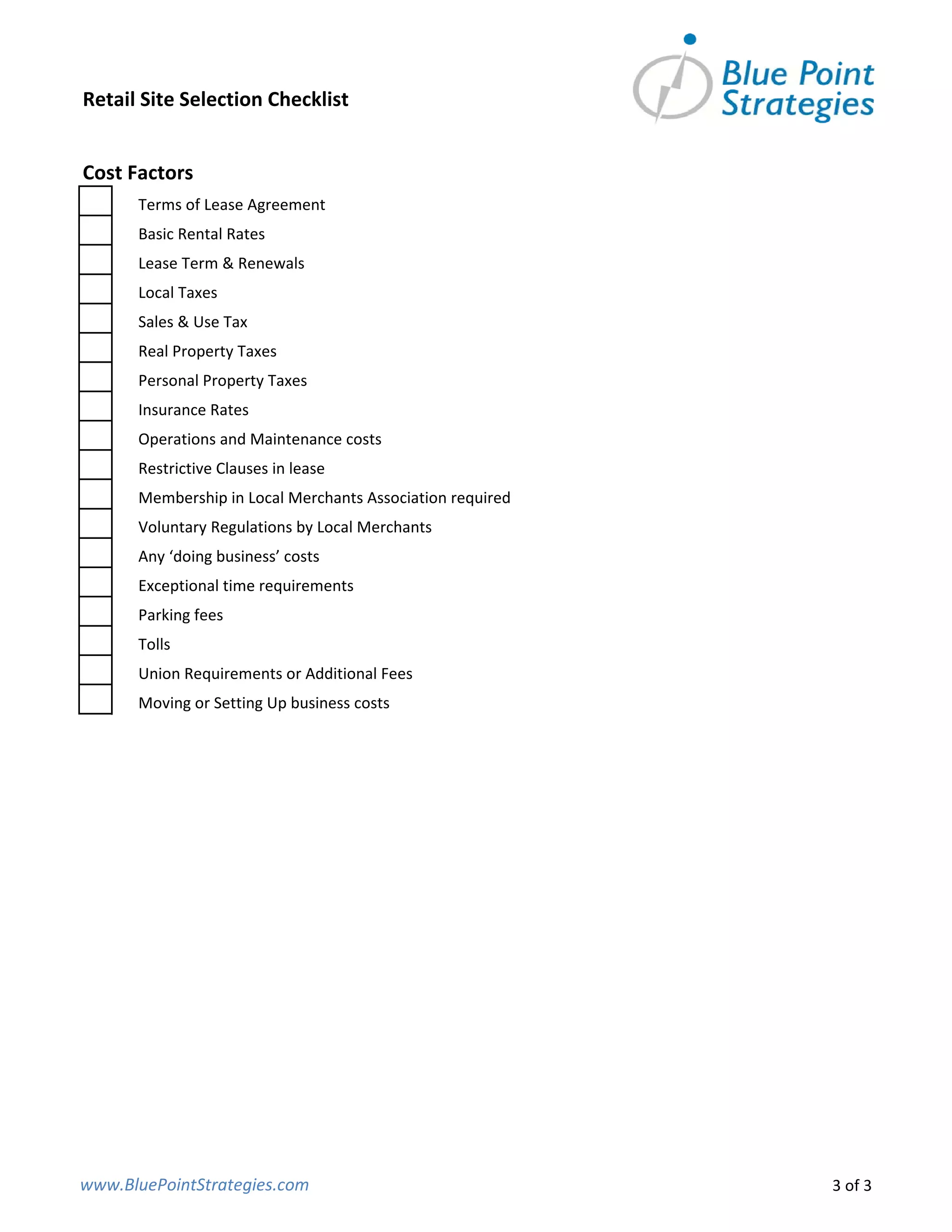 Retail site-selection-checklist | PDF