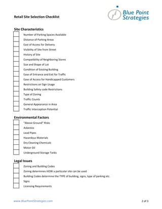 Retail site-selection-checklist | PDF