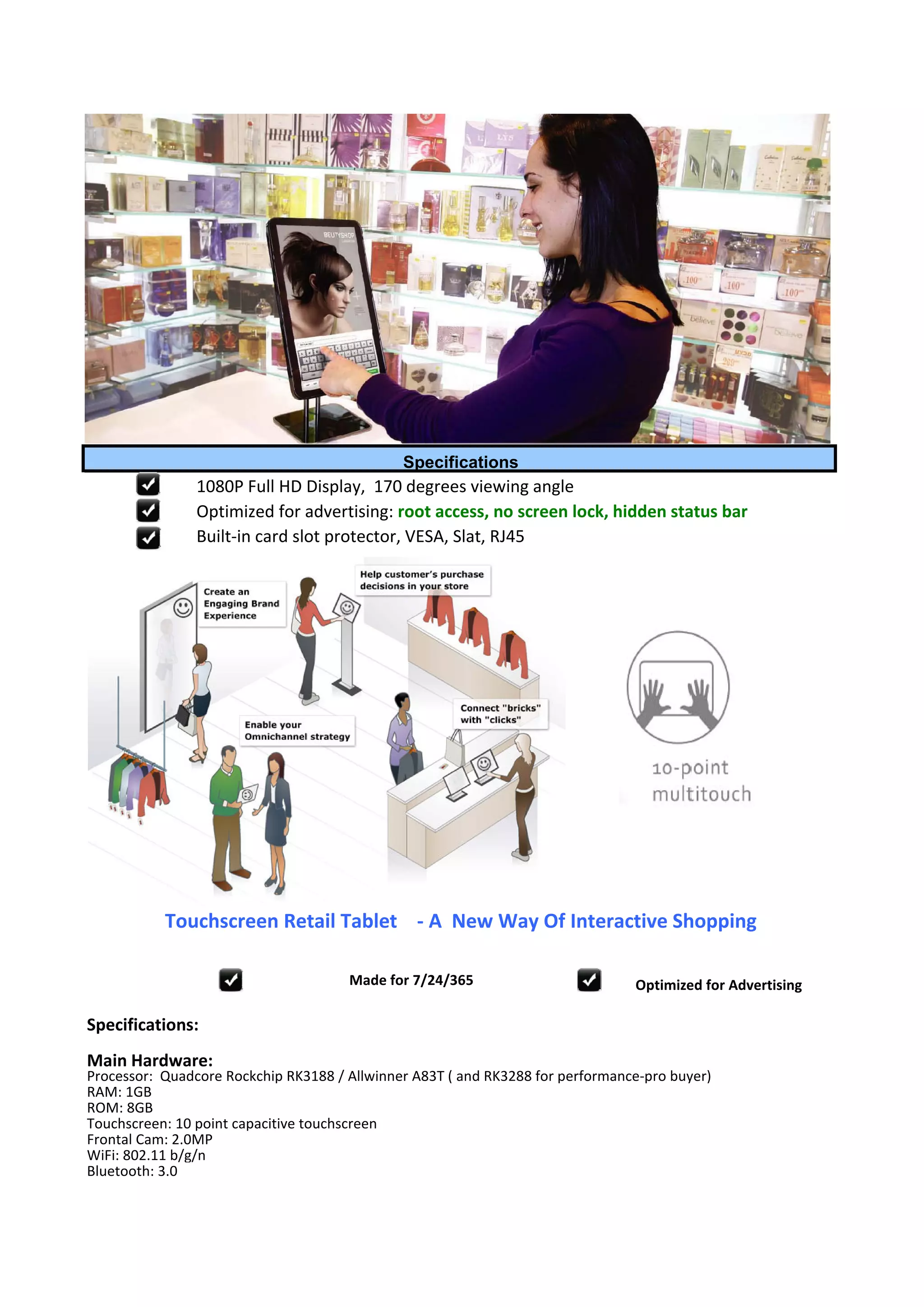 Commercial Android Tablet 7 inch to 32 inch Capacitive Touchscreen | PDF