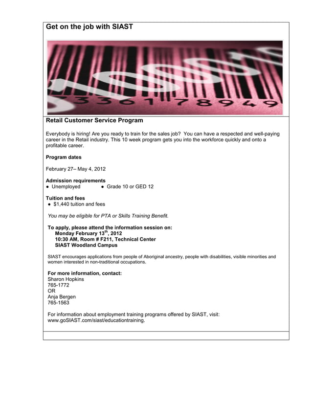 Retail Course offered by SIAST | PDF