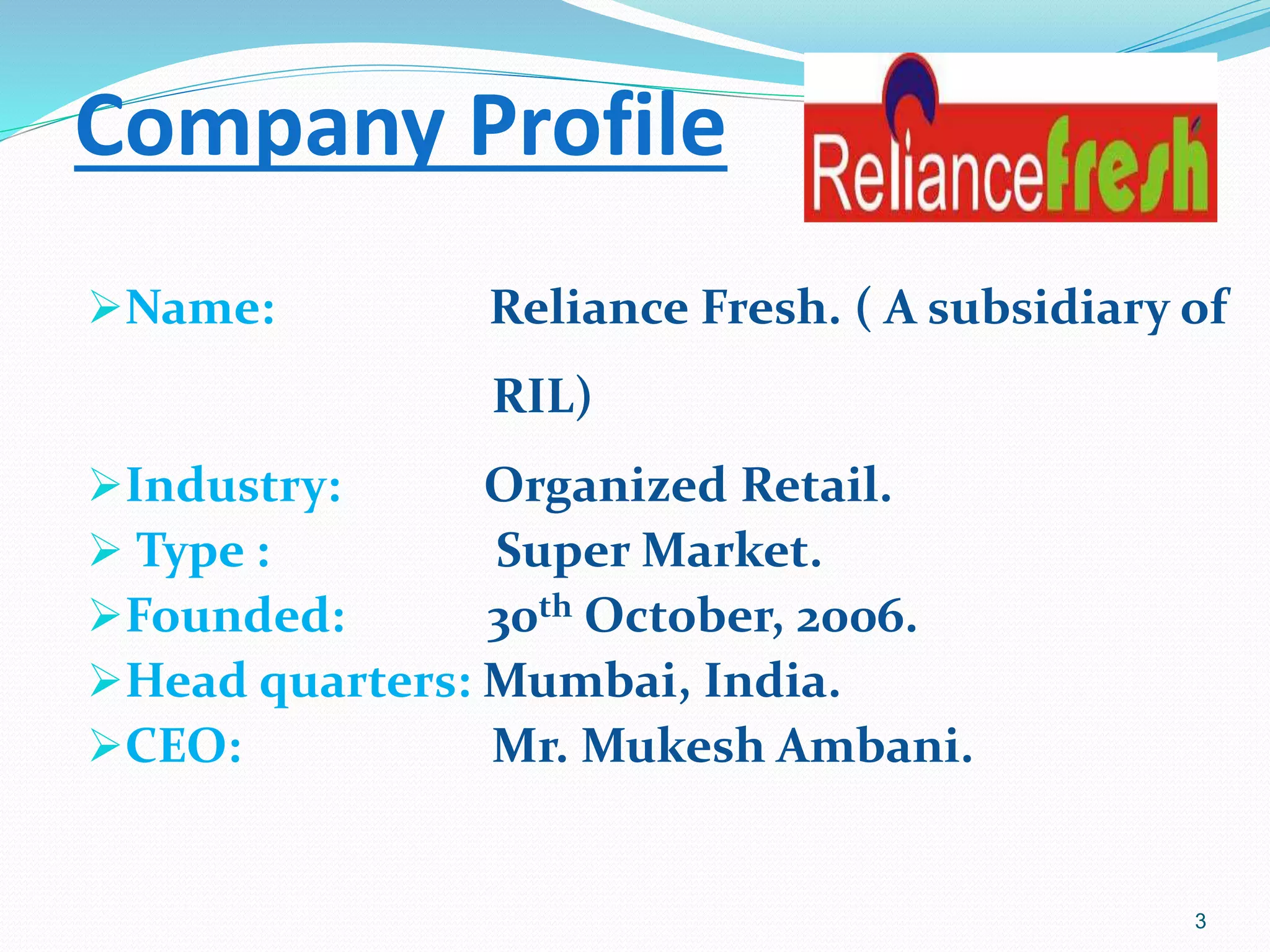 Retail analytics reliance | PPT