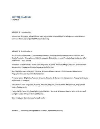 Retail banking | DOCX